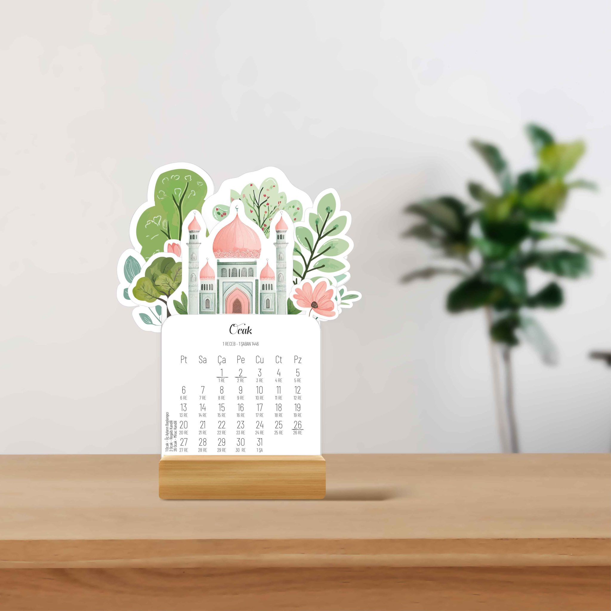 2025 Cami ve Doğa Temalı Hicri Miladi Takvim | Ücretsiz İndirilebilir ...